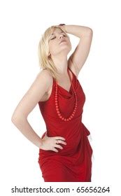 Sexy Brunette Partygirl Red Minidress Dancing Stock Photo 72423418 Shutterstock