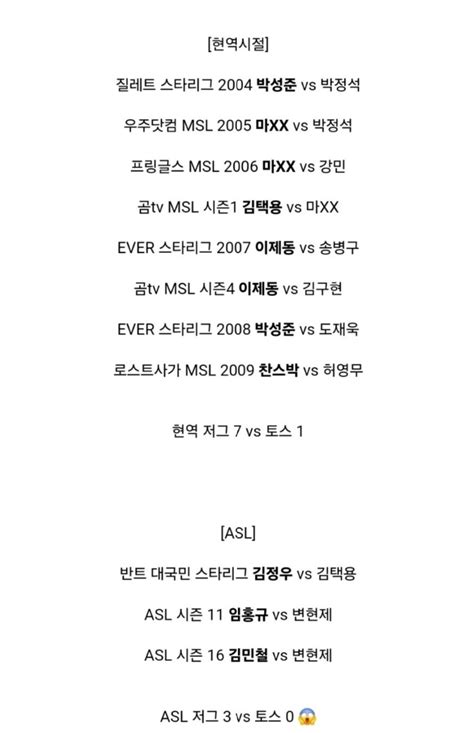 역대 저프전 결승 승률 스타크래프트 에펨코리아