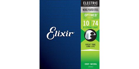 elixir optiweb 8 string light electric guitar strings 10 74 uk