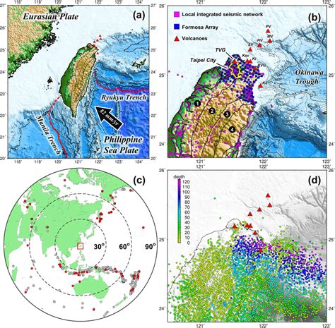 Tectonic And Data Distribution Maps A Tectonic Setting Of The Taiwan