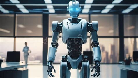 Human Shaped Robot In Modern Space Stock Illustration Illustration Of Shaped Office 322173824