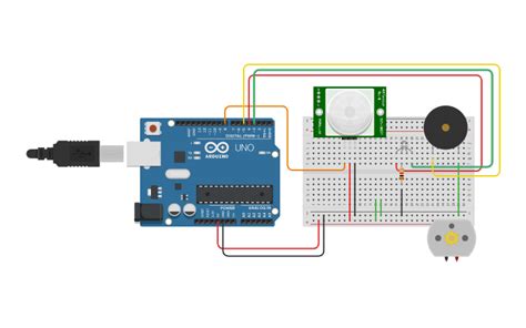Circuit Design Motion Sensor With Buzzer Using If Tinkercad