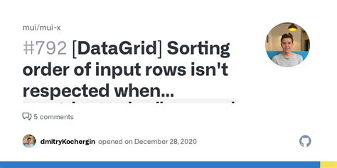 Datagrid Sorting Order Of Input Rows Isnt Respected When