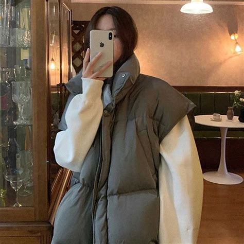 달콩시럽 판마패딩조끼 빅사이즈 오버핏 무지 하이넥 캐주얼 패딩 조끼 위시버킷