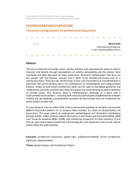 Pdf Choreographing Exposure Theatrical Configurations Of Architectural Disjunction