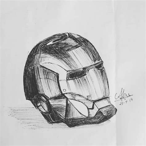 iron man helmet pen drawing sketches iron man helmet