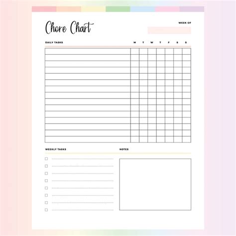 Allowance Chart Template