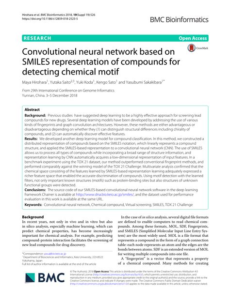 Pdf Convolutional Neural Network Based On Smiles Representation Of