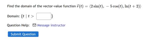 Solved Find The Domain Of The Vector Value Function R T Chegg
