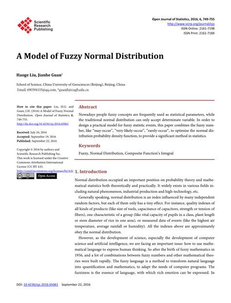 Pdf A Model Of Fuzzy Normal Distribution