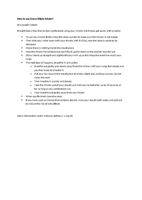 Inhaler Technique How To Use Anoro Ellipta Inhaler Dry Powder Inhaler It