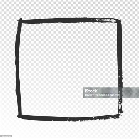 그런 지 사각형 프레임입니다 블랙 브러쉬 스트로크 간부 수채화 물감 페인트 브러쉬 라벨 디자인 또는 손으로 그린 사진 프레임 벡터 템플릿 때리기에 대한 스톡 벡터 아트 및