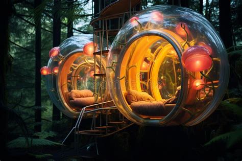 A Glass Treehouse In The Style Of Water Balloons Stock Illustration Illustration Of Evening