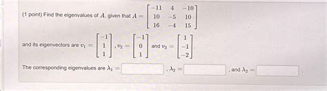 Solved 1 ﻿point ﻿find The Eigenvalues Of A ﻿given That