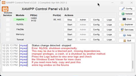 error mysql shutdown unexpectedly youtube
