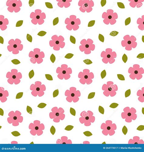 Floral Seamless Pattern With Pink Flowers Stock Vector Illustration Of Abstract Small 264773517