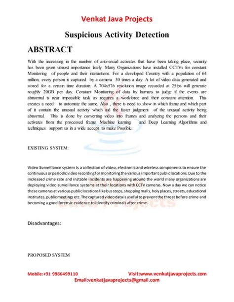 Suspicious Activity Detection Python Project Abstract Docx