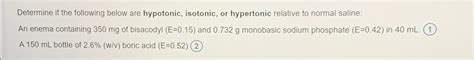 Solved Determine If The Following Below Are Hypotonic