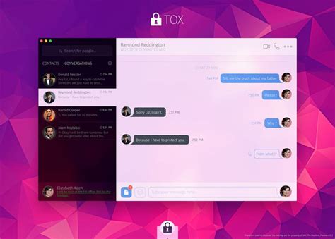 Tox Messaging App Mockup