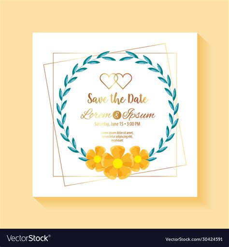 Save Date Square Frame Royalty Free Vector Image