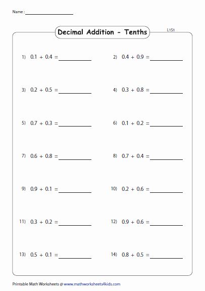 Adding Decimals Horizontal Worksheet Fresh Decimal Horizontal Addition Worksheets Simple