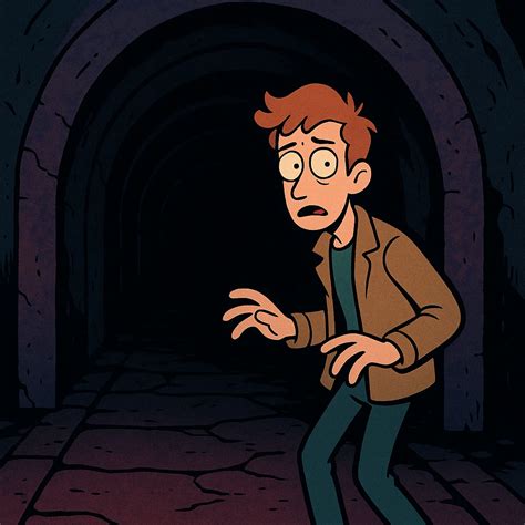 A Dark Tunnel Mysterious And Shadowy Cartoon Style Vibrant Colors