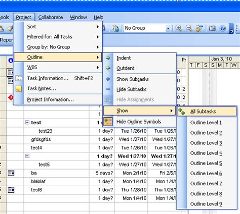 Ms Project Subtasks Thoughtbilla