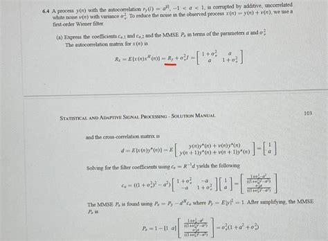Solved 64 A Process Yn With The Autocorrelation