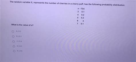 Solved The Random Variable X Represents The Number Of