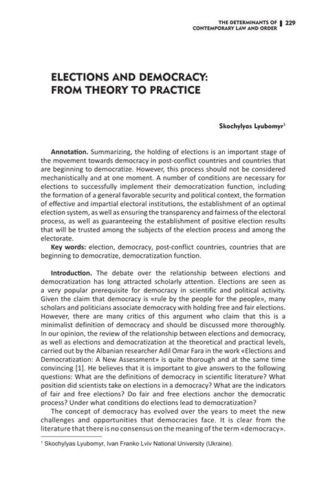 pdf elections and democracy from theory to practice