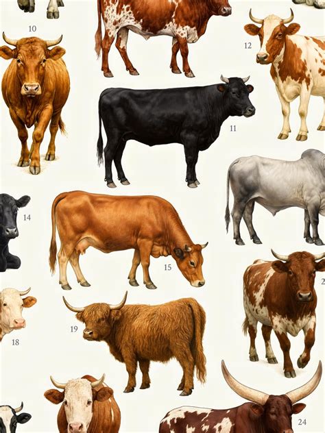 Domesticated Cattle Poster Digital Download English Or Français Retro