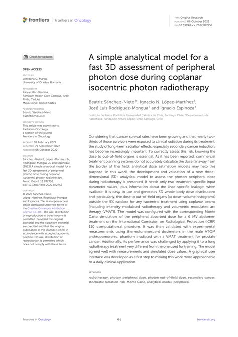 Pdf A Simple Analytical Model For A Fast 3d Assessment Of Peripheral