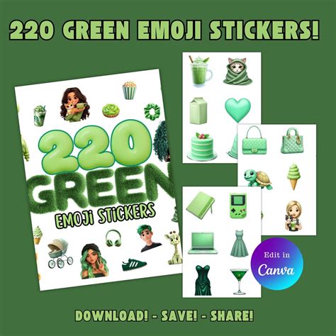 220 Green Digital Emoji Stickers Digital Png Emoji Pack For Telegram