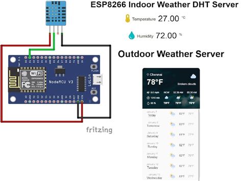 Esp8266 Weather Station Kit With Dht11 Temperature Esp8266 Weather