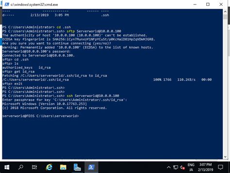 Windows Server OpenSSH SSH Key Pair Auth Server World