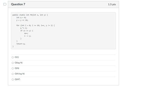 solved question 6 1 5 pts public static int f5 int x int y