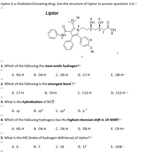 Solved Lipitor Is A Cholesterol Lowering Drug Use The