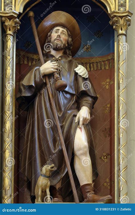 Saint Roch Statue On The Altar Of Saint Valentine In The Church Of
