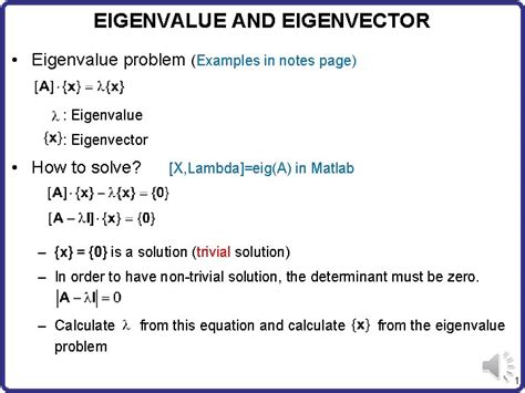 EIGENVALUE AND EIGENVECTOR Eigenvalue Problem Examples In Notes