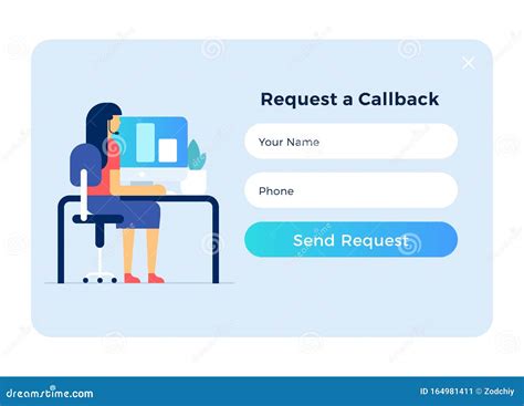 Callback Popup Character UI Stock Vector Illustration Of Answer Isolated 164981411