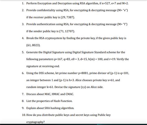 Solved Perform Encryption And Decryption Using RSA Chegg