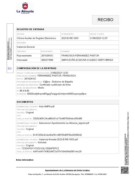 acuse de recibo recibo recibo 2023 e re 1003 pdf ciencias de la