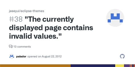The Currently Displayed Page Contains Invalid Values Issue Jeeeyul Eclipse Themes