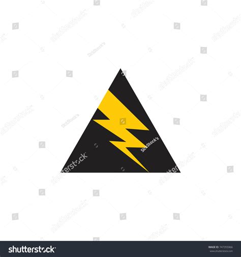 Black Triangle Lightning Bolt Symbol Logo Vector De Stock Libre De
