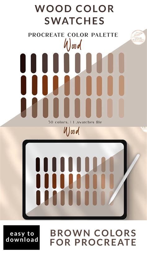 Wood Procreate Color Palette Brown Color Swatches