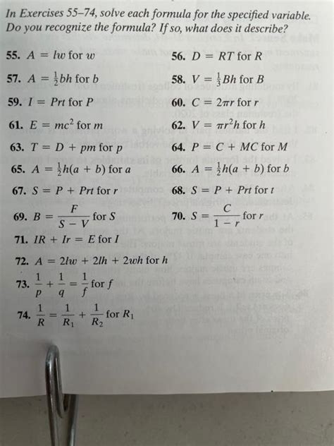 Solved In Exercises Solve Each Formula For The Chegg
