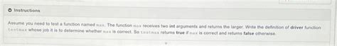 solved instructions assume you need to test a function named