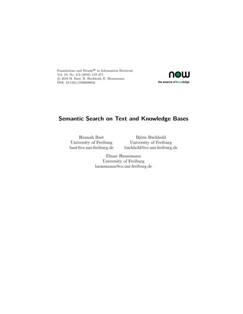 Pdf Semantic Search On Text And Knowledge Bases