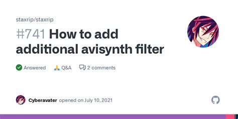 How To Add Additional Avisynth Filter · Staxrip Staxrip · Discussion 741 · Github