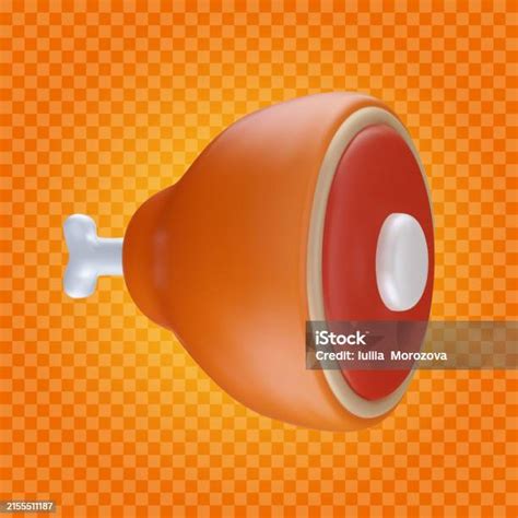 고기 다리 3d 만화 스타일의 뼈와 햄 투명한 배경에 고립된 귀엽고 사실적인 렌더링 요소입니다 부드러운 플라스틱 또는 점토 어린이 장난감 벡터 일러스트 레이 션입니다 0명에